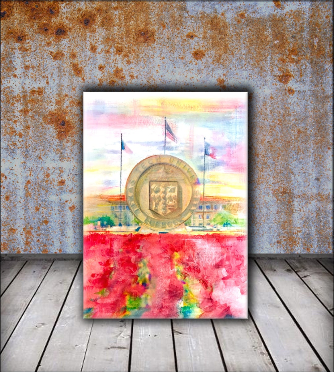 Texas Tech University, Tech Seal and Red Tulips- Dorm Room Wall Art ...