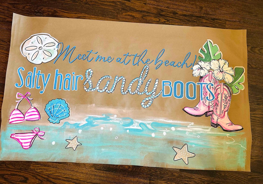 Ready to Ship- Customizable - Coastal Cowgirl Beach Theme, Banner ...