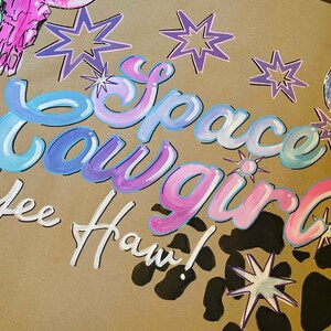 Ready to Ship- Customizable -space Cowgirl Theme Party Banner, Painted ...