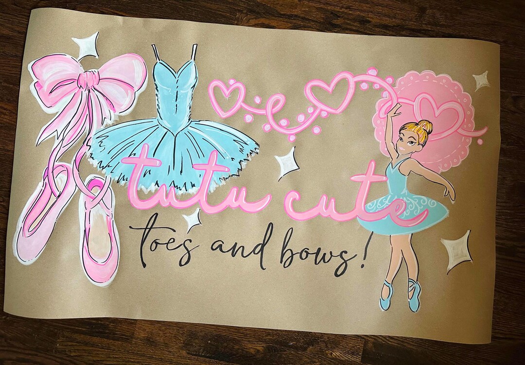 Ready to Ship- Customizable - Toes and Bows, Tutu Cute, Ballet Banner ...