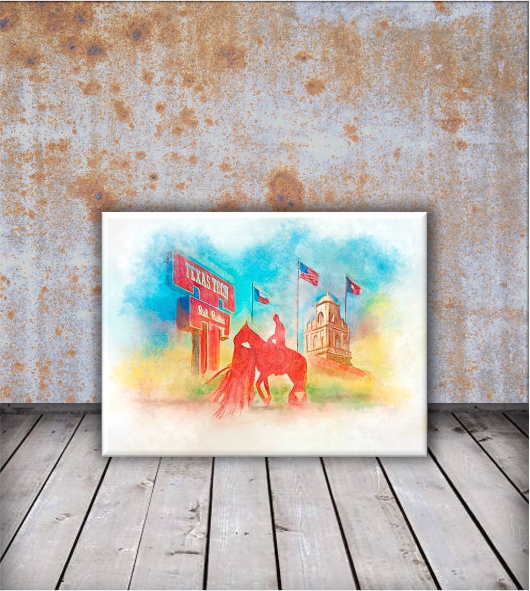 Texas Tech Watercolor Print: Lubbock Dorm Room Wall Art (5x7) - Etsy