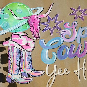 Ready to Ship- Customizable -space Cowgirl Theme Party Banner, Painted ...