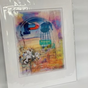 Prosper Texas Map Series, Original Artwork - Glicee Print - Watercolor ...