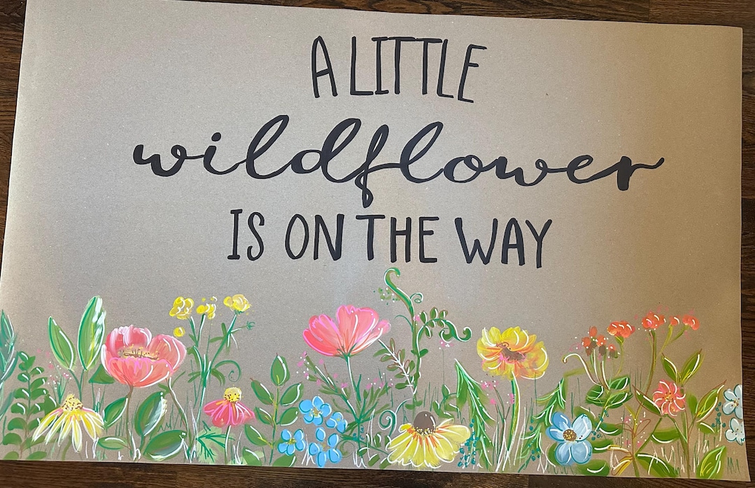 Boho Baby Shower Banner: "a Little Wildflower is on the Way" Painted ...