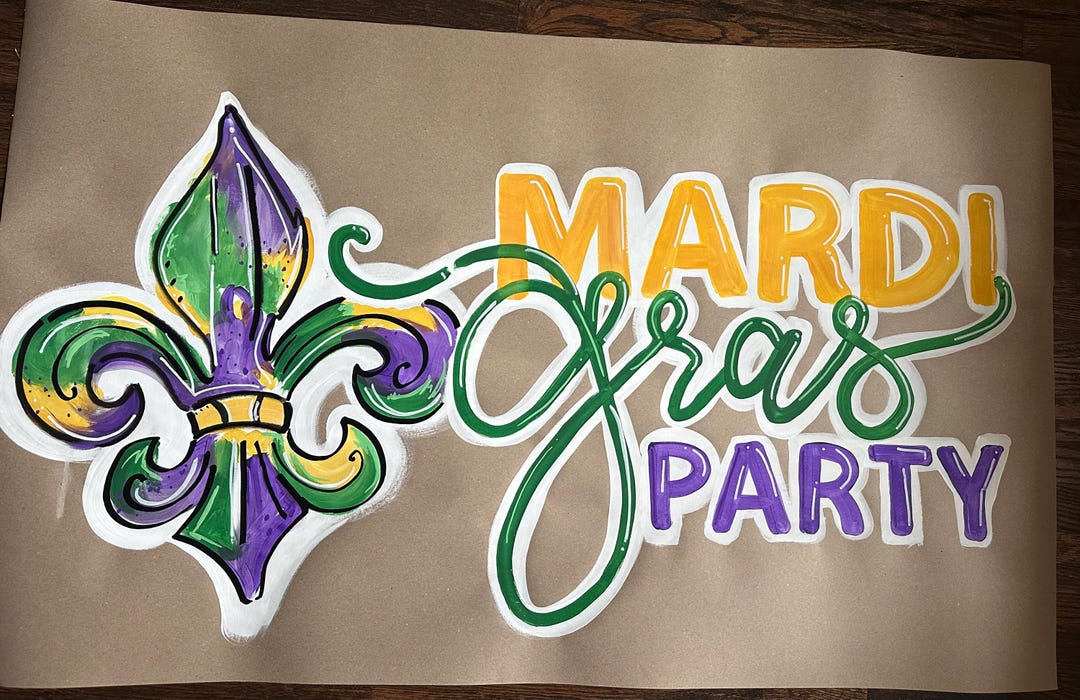 Ships Out July 21st - Flur De Lis Mardi Gras Party Banner, Painted ...