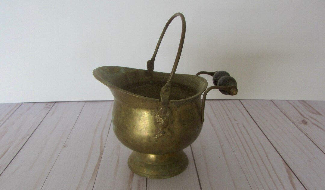 Vintage Copper Small Coal Scuttle With Wooden Handle - Etsy