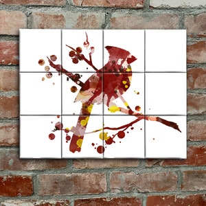 Cardinal Bird Ceramic Tile Mosaic - Abstract Cardinal Decorative Tile ...