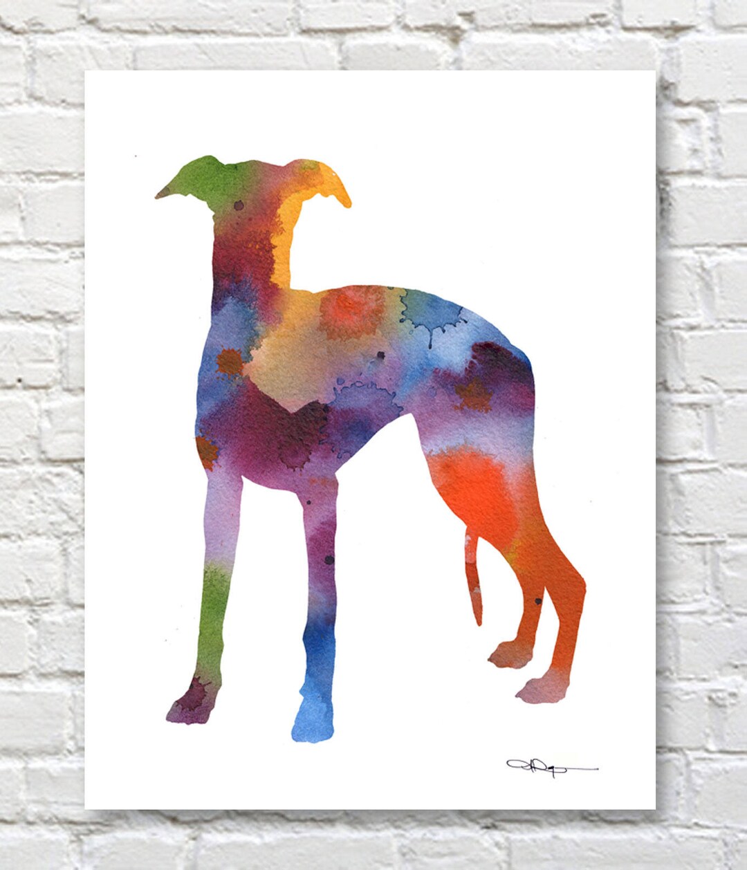 Whippet Art Print Abstract Watercolor Painting Wall Decor - Etsy