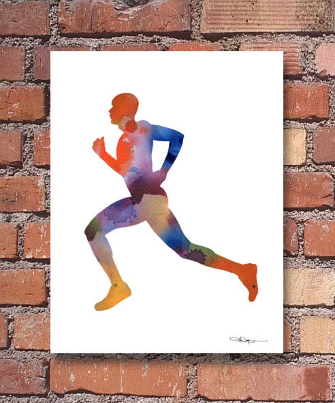 Track Runner Art Print - Abstract Watercolor Painting - Wall Decor - Etsy