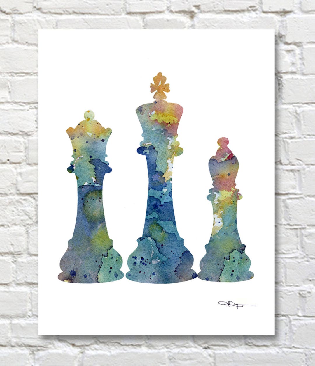 Chess Pieces Art Print -abstract Watercolor Painting - Wall Decor - Etsy
