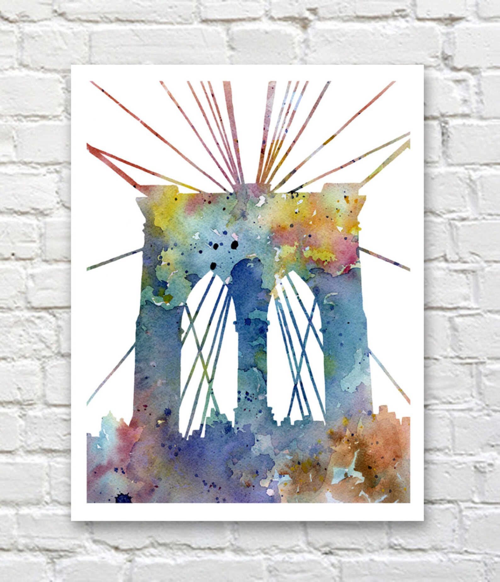 Brooklyn Bridge Art Print abstract Watercolor New York City - Etsy