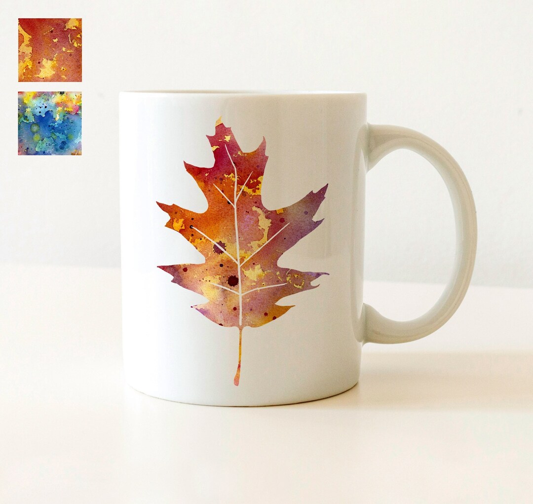 Oak Leaf Mug Oak Leaf Gift Oak Leaf Watercolor Art Mug Oak Leaf Coffee ...