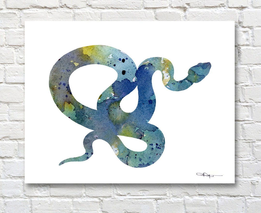 Snake Art Print Abstract Watercolor Painting Wall Decor - Etsy