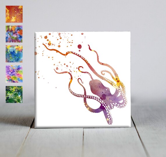 Octopus Ceramic Tile Octopus Decorative Tile Sea Animal | Etsy