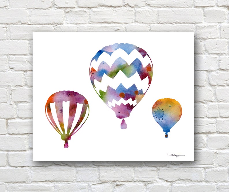 Hot Air Balloons Art Print Abstract Watercolor Painting - Etsy