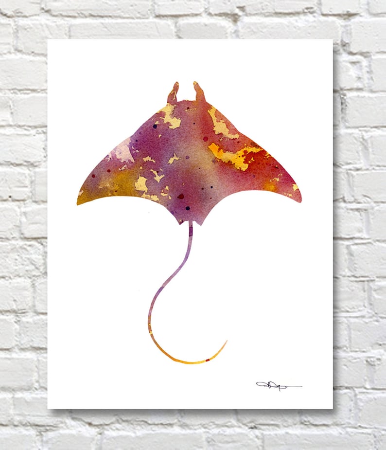 Stingray Art Print Abstract Watercolor Painting Wall Decor - Etsy