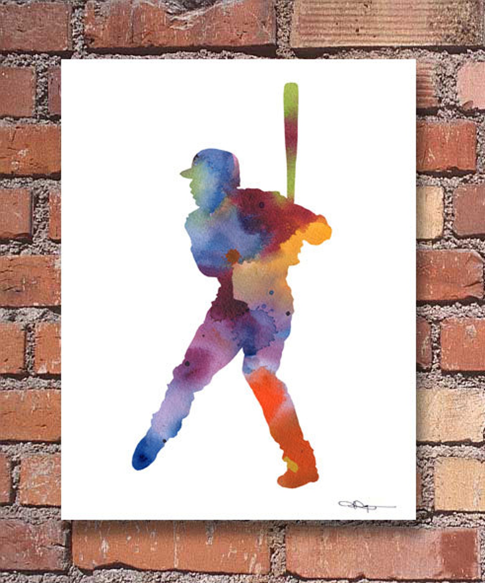 Baseball Art Print Abstract Watercolor Painting Wall Decor | Etsy