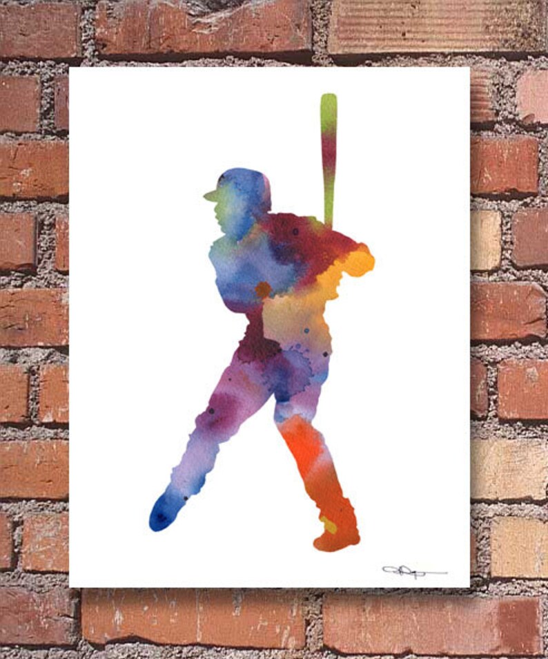 Baseball Art Print Abstract Watercolor Painting Wall Decor | Etsy