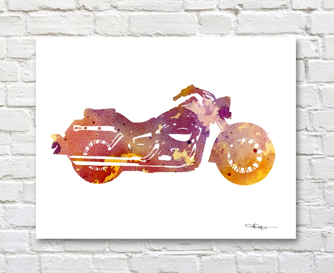Harley Davidson Art Print Abstract Motorcycle Watercolor - Etsy