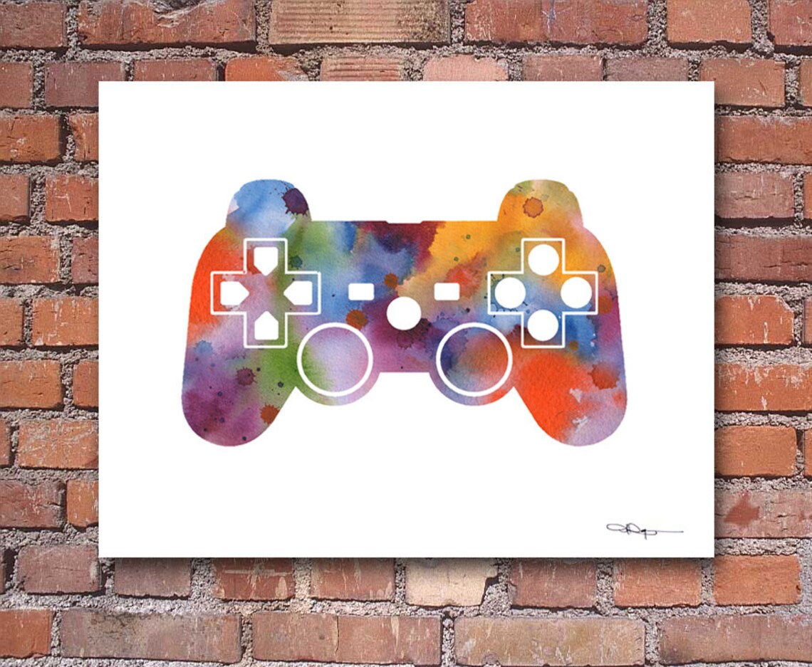 Game Controller Art Print Abstract Watercolor Painting - Etsy