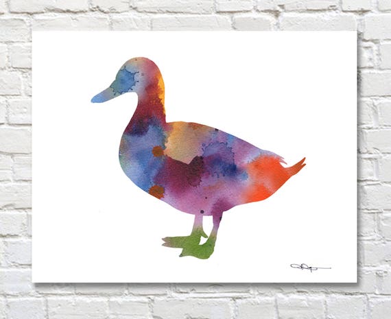Duck Art Print Abstract Watercolor Painting Wall Decor | Etsy