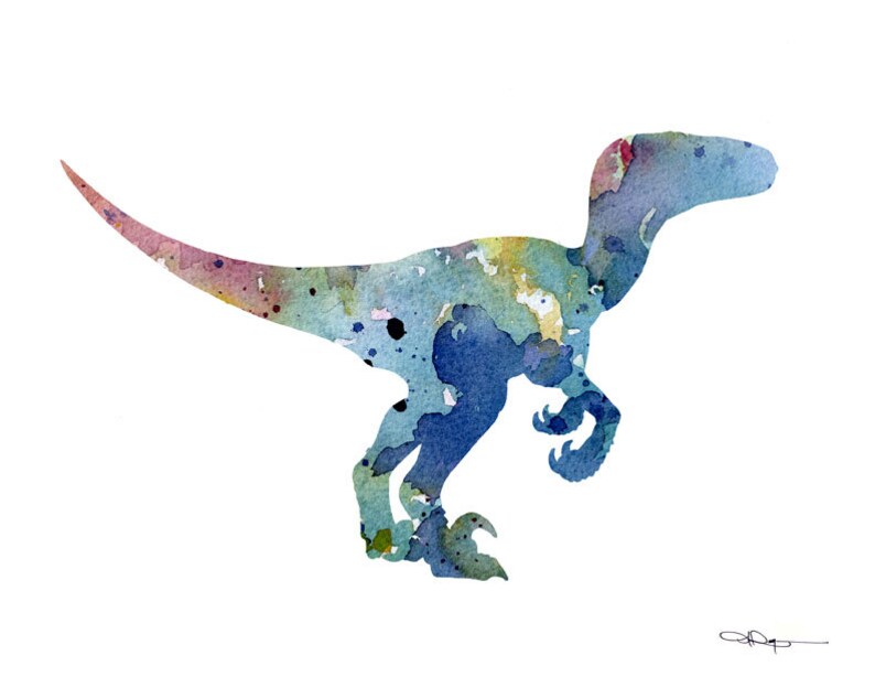 Velociraptor Art Print Abstract Raptor Dinosaur Watercolor - Etsy Denmark
