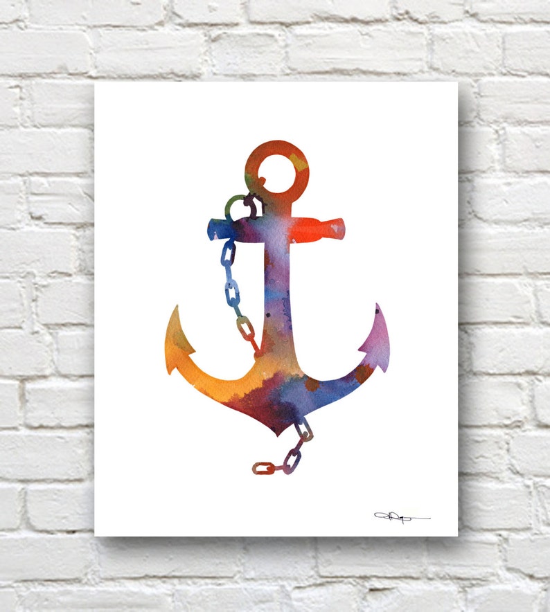 Anchor Art Print Abstract Watercolor Painting Nursery Wall - Etsy