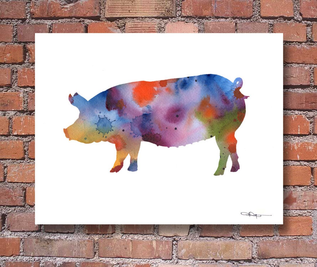 Pig Art Print Abstract Watercolor Painting Wall Decor - Etsy