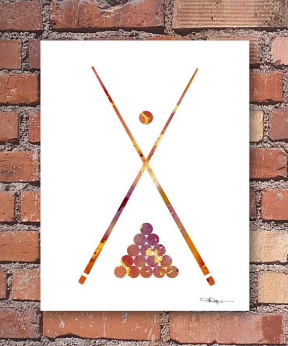 Billiards Art Print Abstract Watercolor Painting Wall | Etsy
