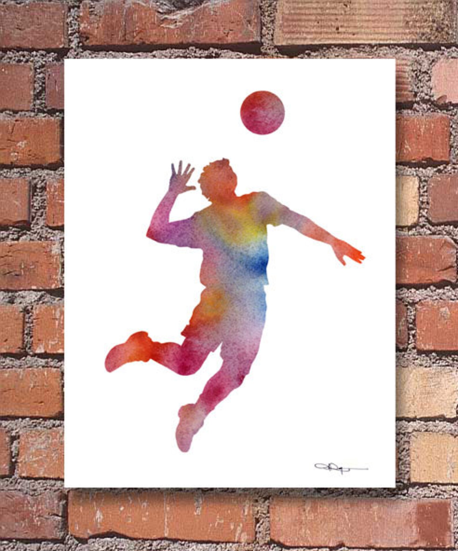Volleyball Player Art Print Abstract Watercolor Painting - Etsy