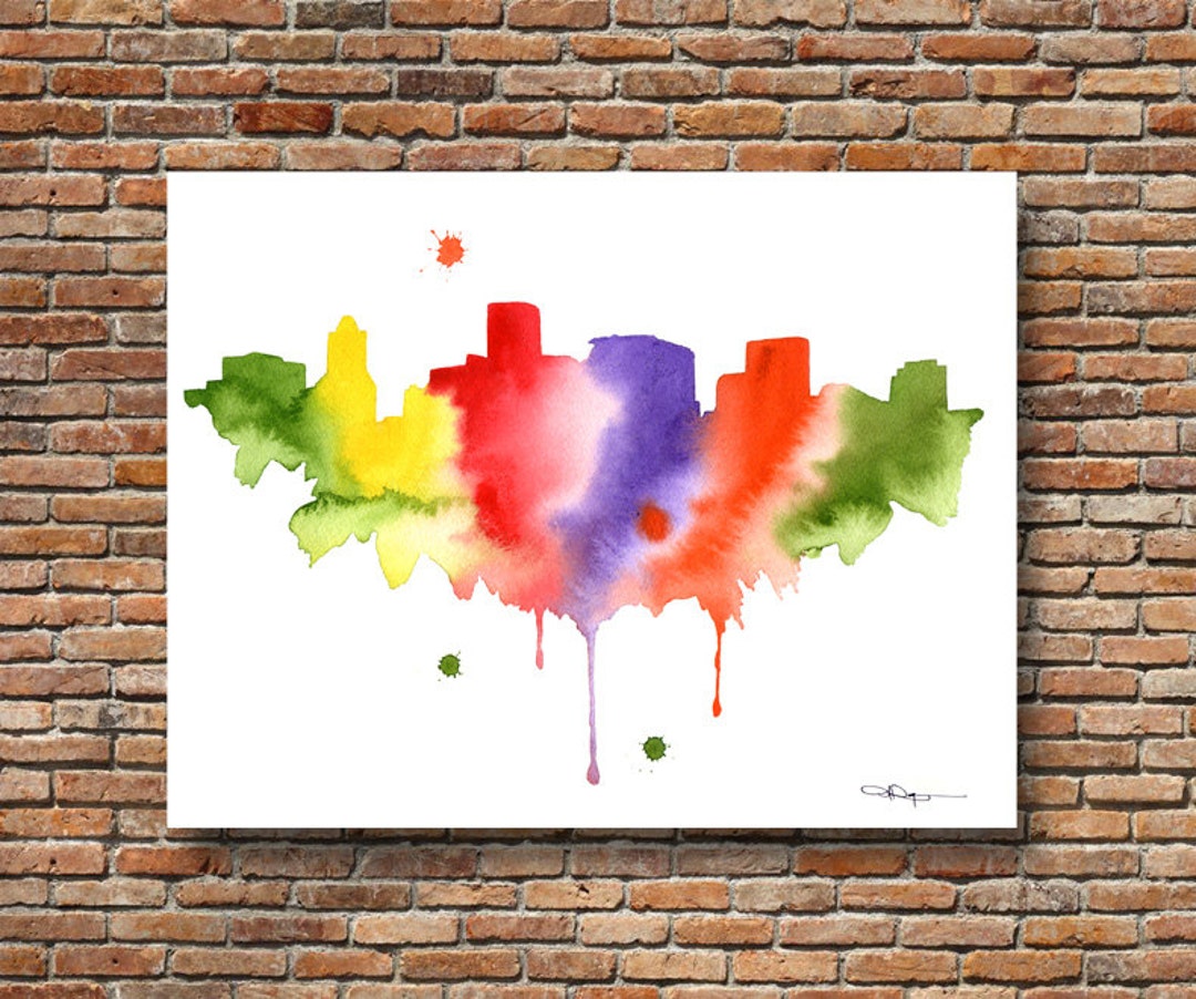 Portland Skyline Abstract Watercolor Oregon Art Print Wall Decor - Etsy