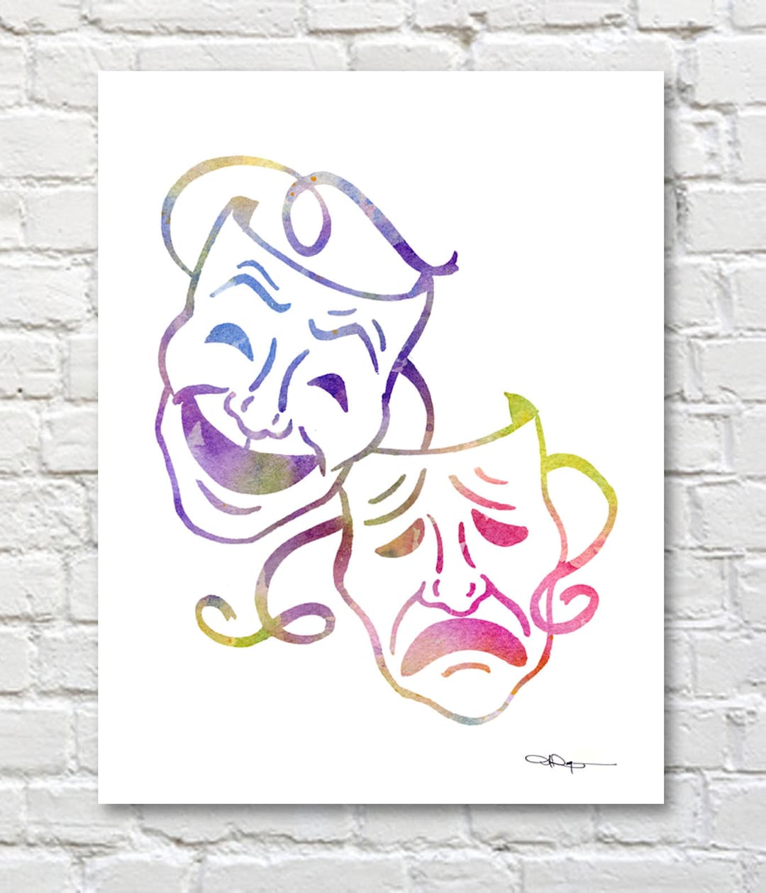 Comedy Tragedy Masks Art Print - Abstract Watercolor - Wall Decor - Etsy