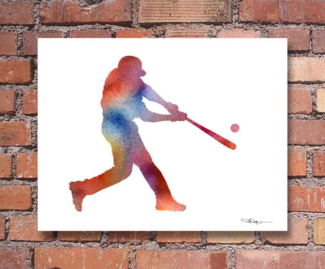 Baseball Art Print Abstract Watercolor Painting Wall Decor - Etsy