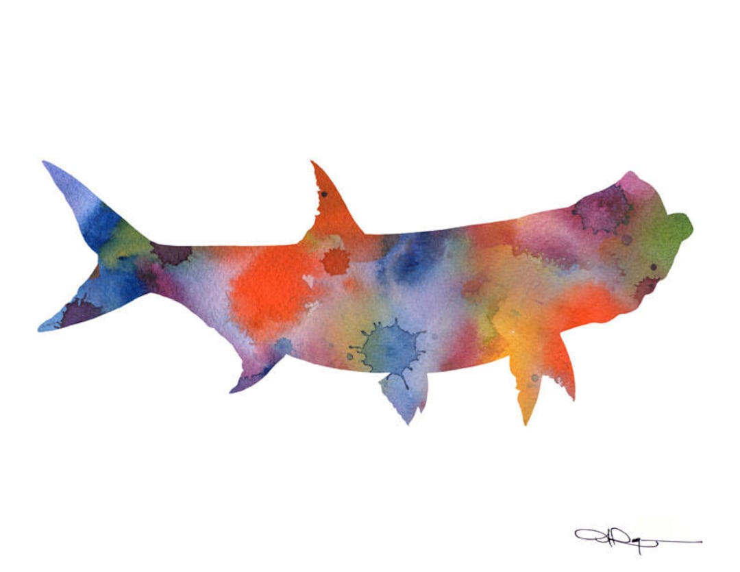 Tarpon Art Print Abstract Watercolor Painting Fishing - Etsy