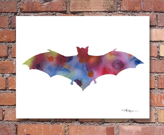 Bat Art Print Abstract Watercolor Painting Animal Art | Etsy