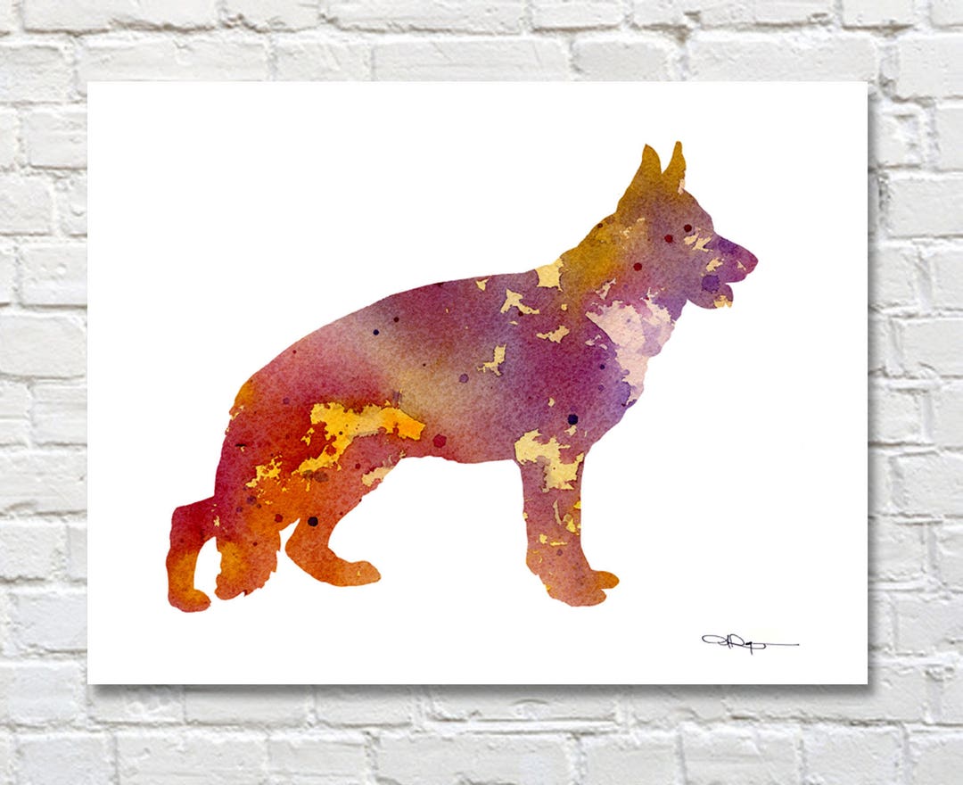 German Shepherd Art Print Abstract Watercolor Painting Wall Decor - Etsy