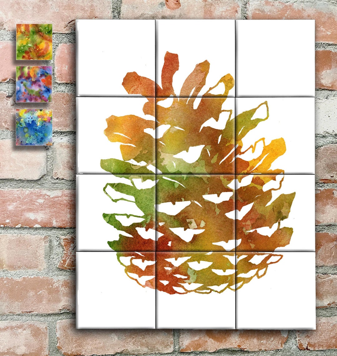 Pine Cone Ceramic Tile Mosaic Pine Cone Decorative Tile Mosaic ...