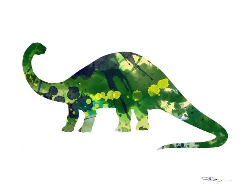 Brontosaurus Art Print Abstract Dinosaur Watercolor Painting - Etsy