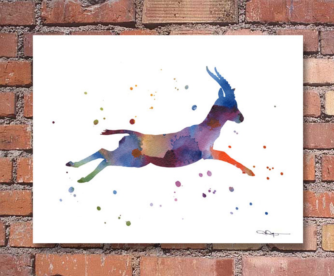 Gazelle Art Print Watercolor Wildlife Abstract Painting Animal Wall ...