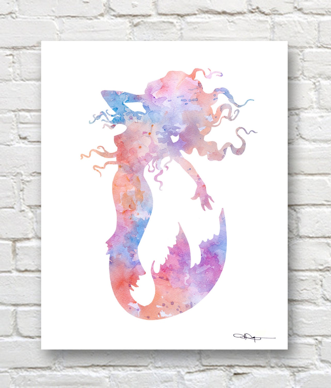 Mermaid Art Print Abstract Watercolor Painting Wall | Etsy