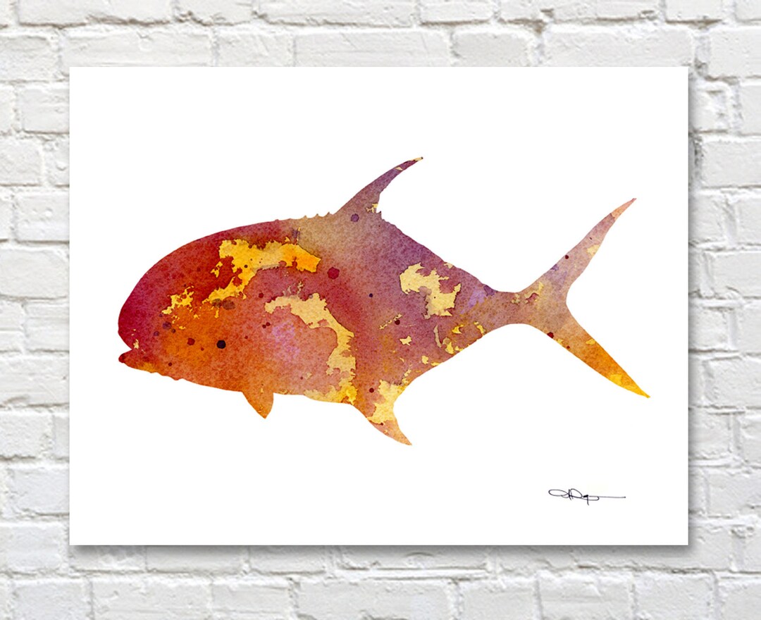 Permit Fish Art Print Abstract Watercolor Painting Wall Decor - Etsy