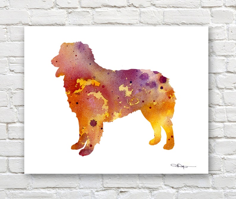 Australian Shepherd Art Print Abstract Watercolor Painting - Etsy