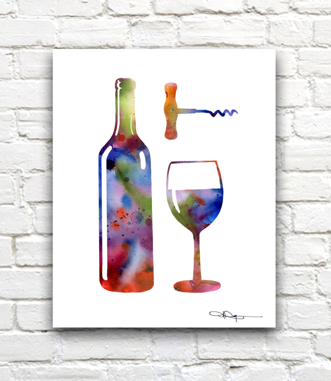 Wine Art Print Abstract Watercolor Painting Wall Decor - Etsy