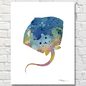 Ray Fish Art Print Skate Art Print Abstract Watercolor Painting Wall ...