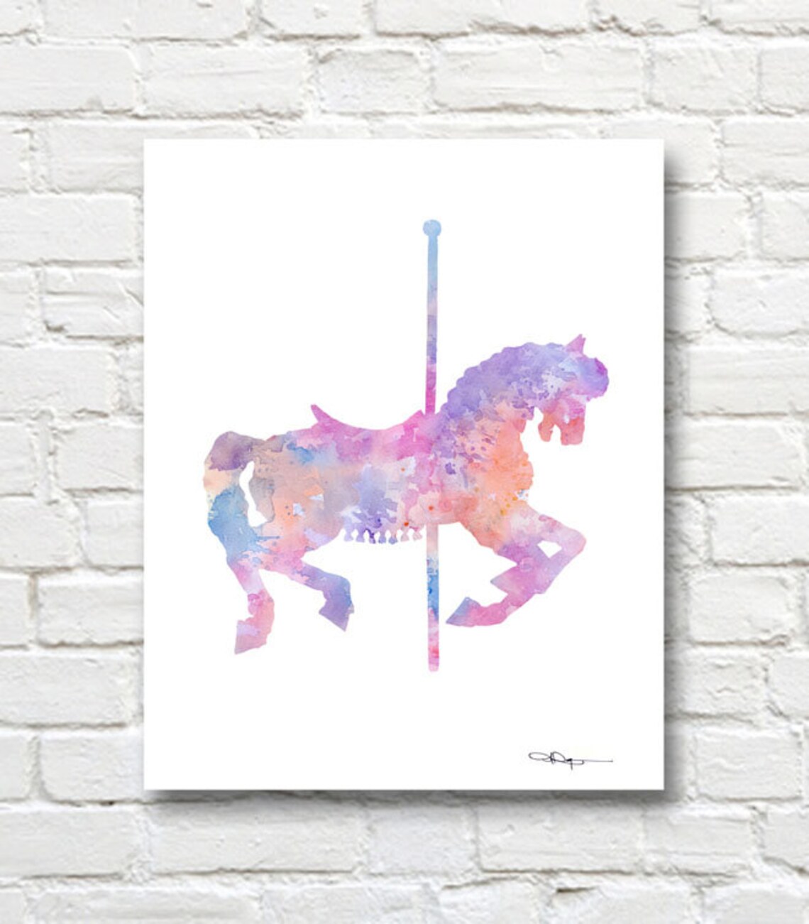 Carousel Horse Art Print Abstract Painting Nursery Room | Etsy