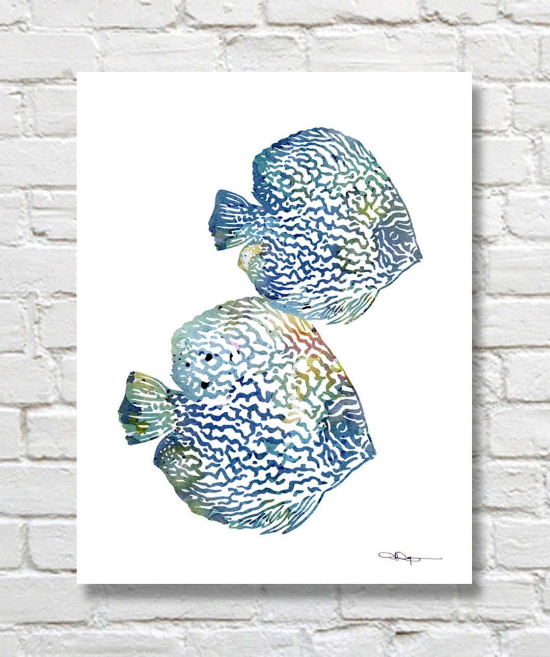 Discus Art Print - Abstract Tropical Fish Watercolor Painting - Wall ...
