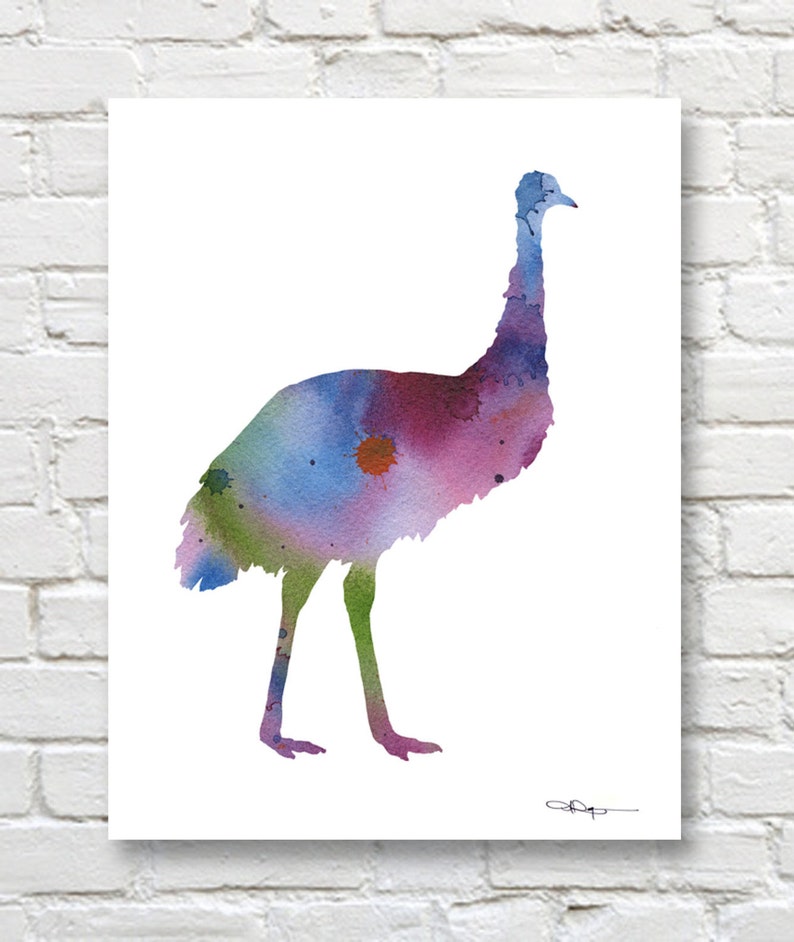 Emu Art Print Abstract Watercolor Painting Wall Decor - Etsy