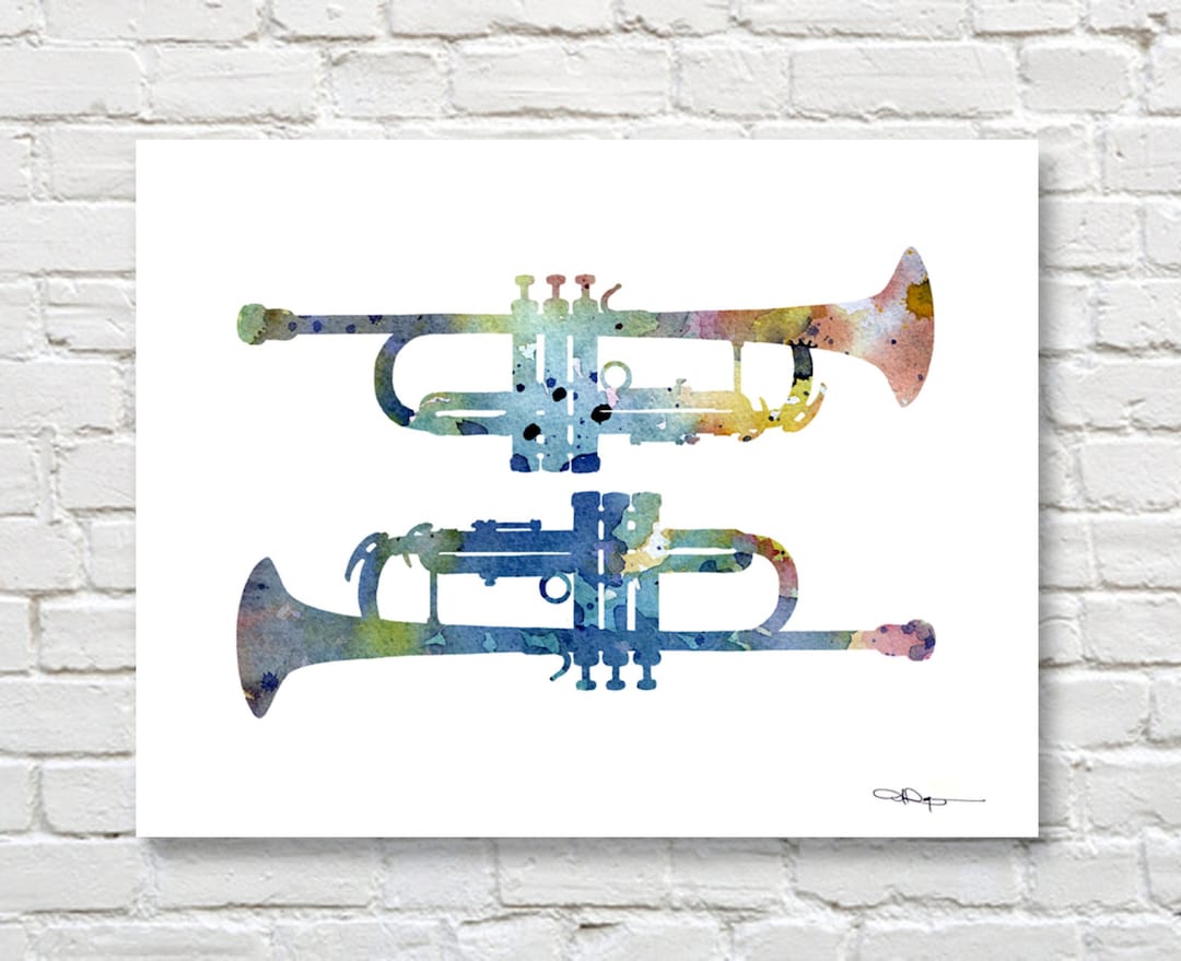 Trumpet Art Print Abstract Watercolor Painting Jazz Music Wall Decor - Etsy