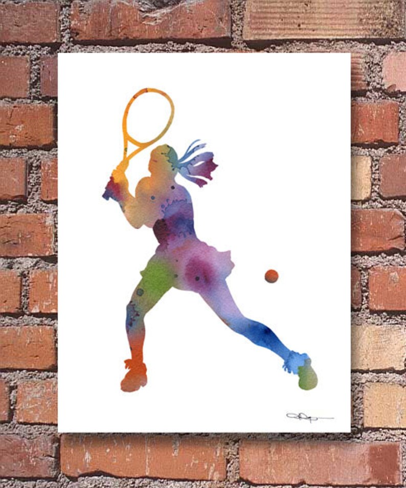 Tennis Player Art Print Abstract Watercolor Painting Wall - Etsy