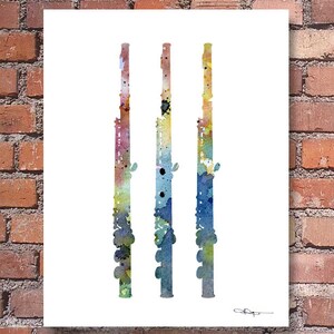 Flute - Art Print - Abstract Watercolor Painting - Jazz Music Wall ...